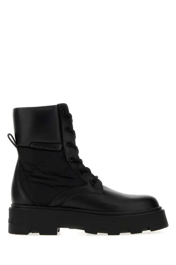 Moncler Leather And Fabric Aurea Ankle Boots - Black