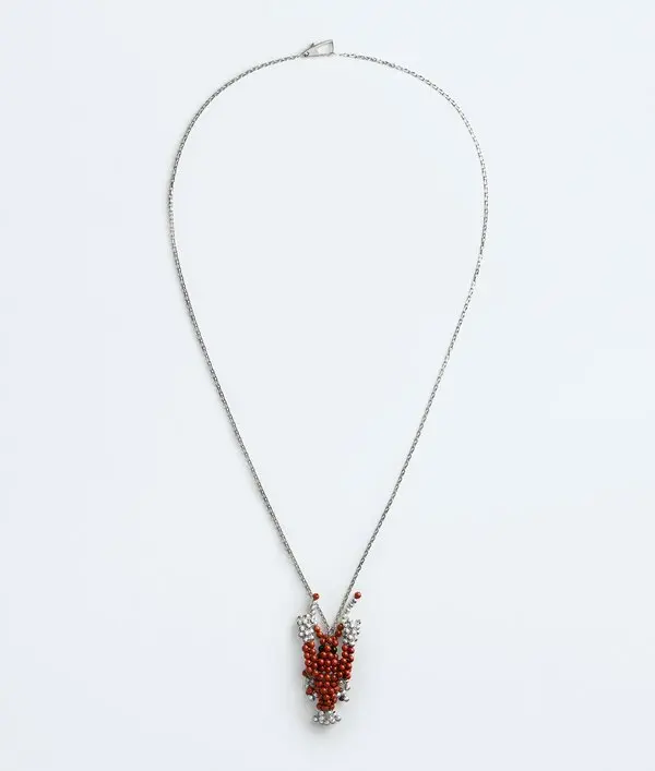 Bottega Veneta Lobster Pendant Necklace - Red Jasper