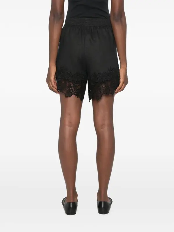 ERMANO SCERVINO Ermanno Scervino Embroidered Linen Shorts With Lace Trim