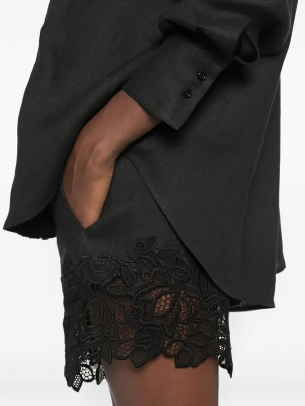 ERMANO SCERVINO Ermanno Scervino Embroidered Linen Shorts With Lace Trim