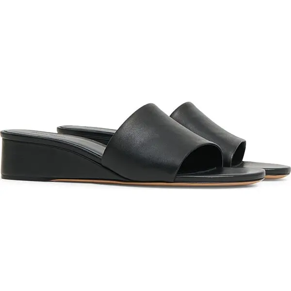 MANSUR GAVRIEL Zeppa Leather Slide Wedge Sandal - Black