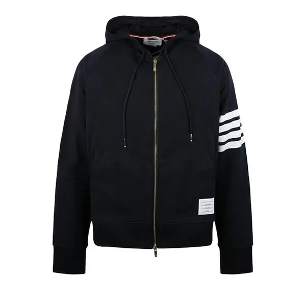 Thom Browne Zip Up Hoodie With Four Bar Detail