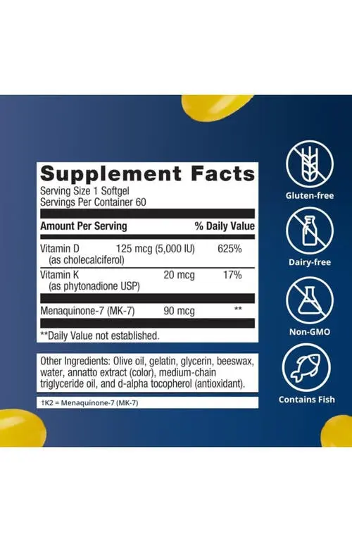 METAGENICS Vitamin D3 And K2 5000 Iu Immune Support Softgels 60 Softgels