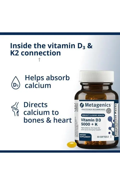 METAGENICS Vitamin D3 And K2 5000 Iu Immune Support Softgels 60 Softgels