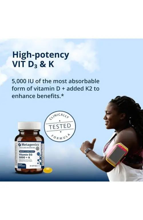 METAGENICS Vitamin D3 And K2 5000 Iu Immune Support Softgels 60 Softgels