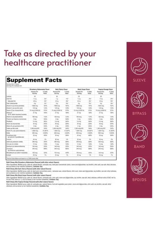 BARIATRIC ADVANTAGE Multi Chewy Bite Soft Chew Multivitamin Supplement 60 Count