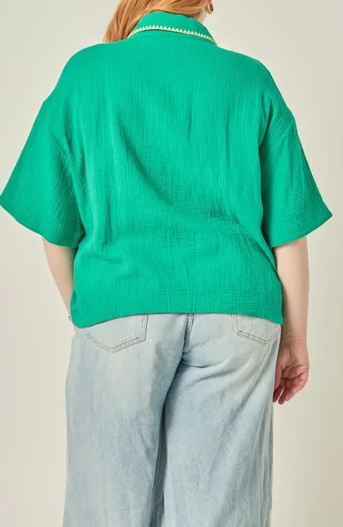 English Factory Tropical Embroidered Cotton Shirt