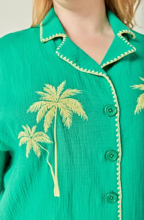 English Factory Tropical Embroidered Cotton Shirt