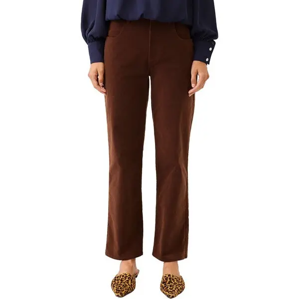 Karen Kane Stretch Corduroy Ankle Pants - Chocolate