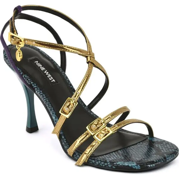 Nine West Lavva Buckle Ankle Strap Sandal - Gold