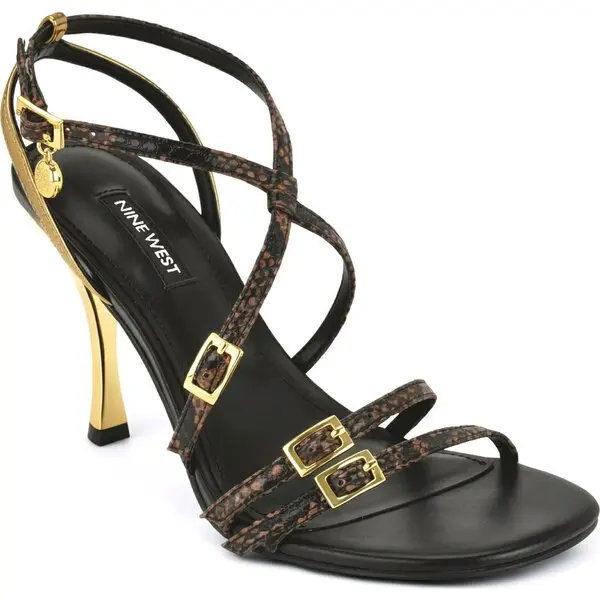 Nine West Lavva Buckle Ankle Strap Sandal - Light Brown