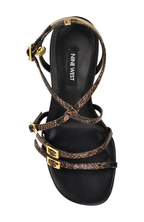 Nine West Lavva Buckle Ankle Strap Sandal - Light Brown