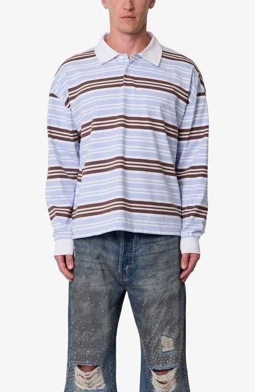 Mnml Striped Long Sleeve Polo Shirt - Blue/brown Multi
