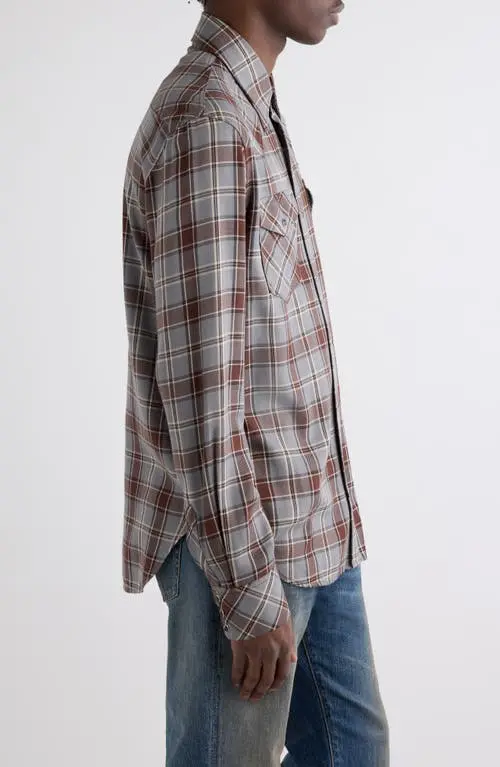 Acne Studios Surrow Embroidered Logo Plaid Flannel Western Shirt