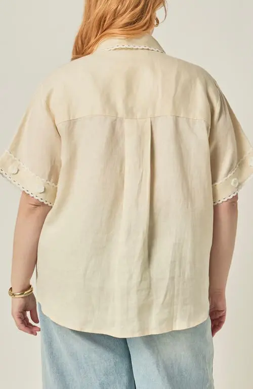 English Factory Floral Appliqué Linen Shirt