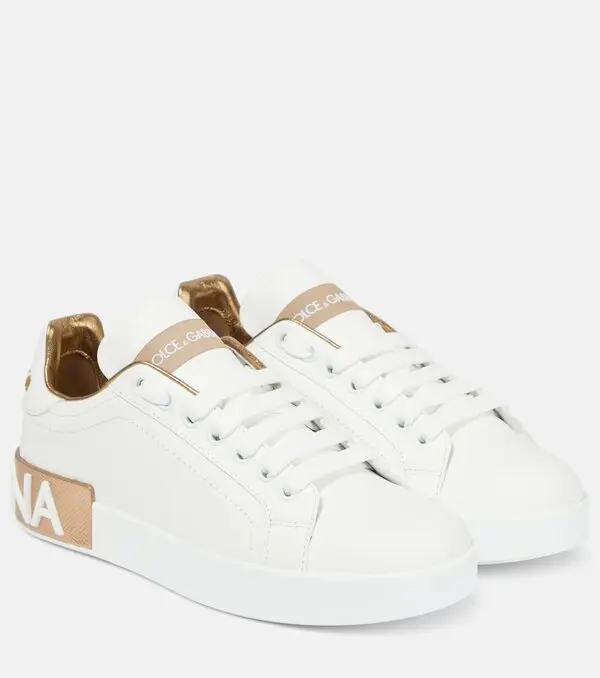 Dolce & Gabbana Portofino Leather Sneakers - White