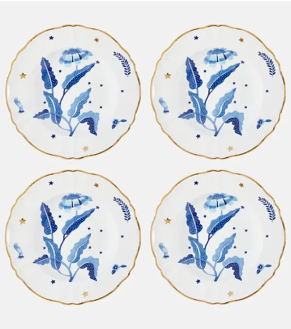 BITOSSI Marino Set Of 4 Porcelain Soup Plates - Multicoloured