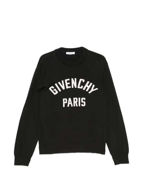 Givenchy Crewneck Sweater With " Paris" Branding - Black
