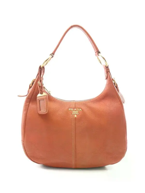 Prada 2000s Name Tag Shoulder Bag - Orange