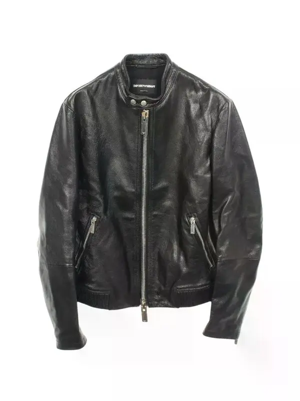 Emporio Armani Leather Biker Jacket - Black