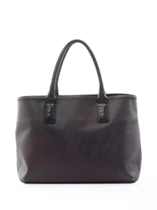 Bottega Veneta 2000s Marco Polo Intrecciato Jet Tote Bag - Black