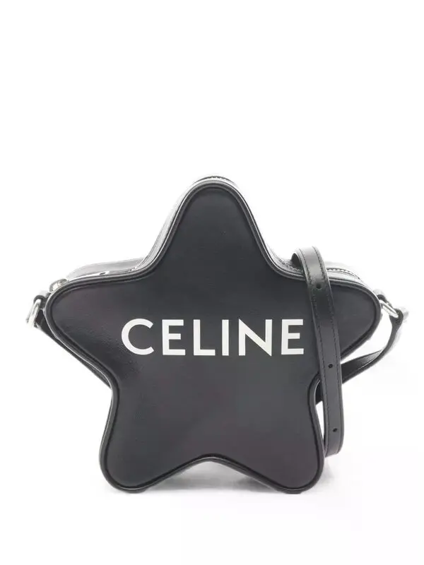 Celine Leather Star Shape Crossbody Shoulder Bag - Black