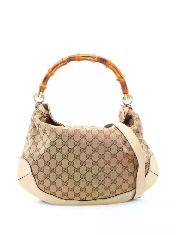 Gucci 2000s Bamboo Gg Canvas Tote Bag - Neutrals