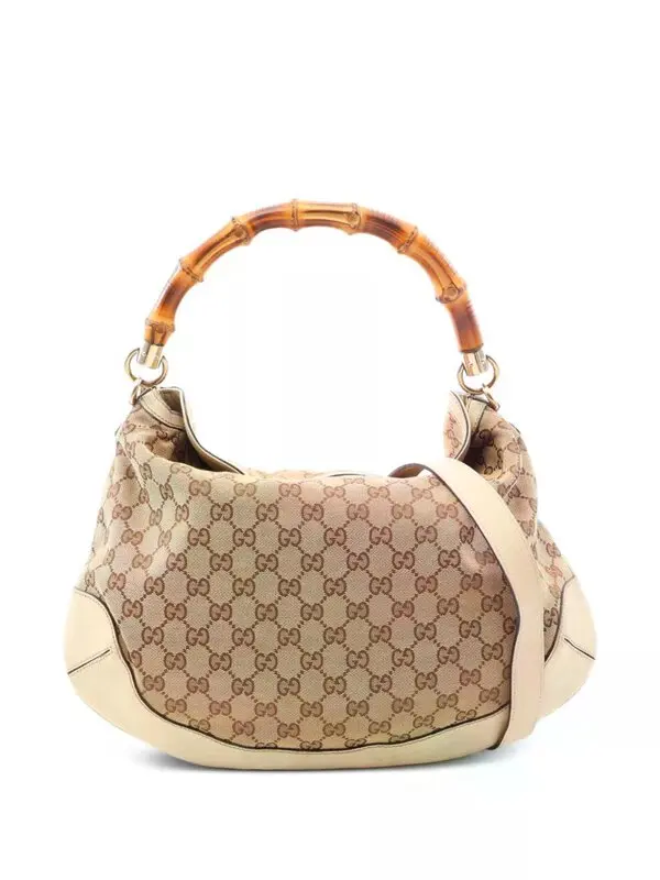 Gucci 2000s Bamboo Gg Canvas Tote Bag - Neutrals