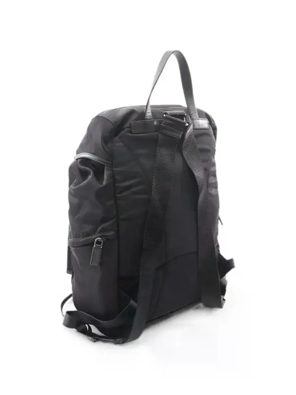 Prada 2010s Triangle Logo Backpack - Black