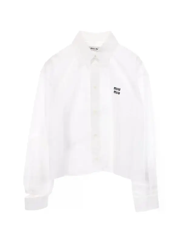 Miu Miu 2010s Poplin Logo-embroidered Shirt