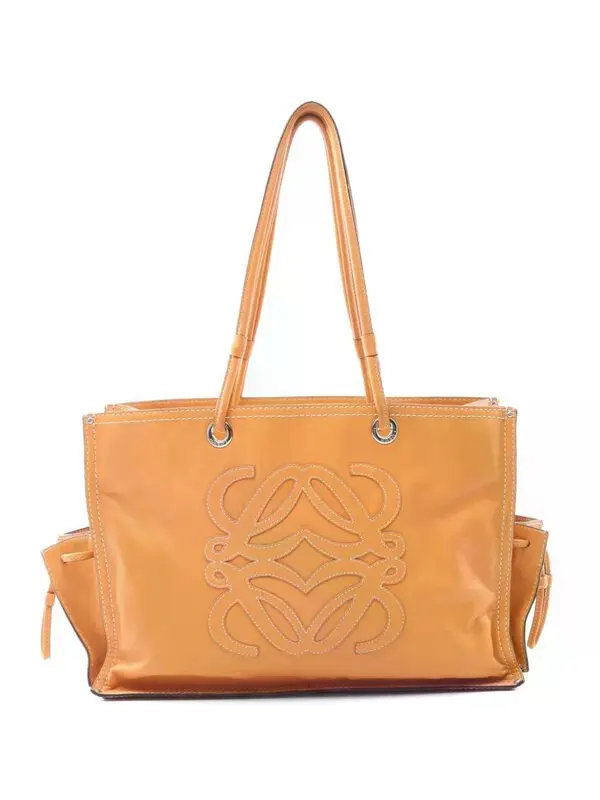 Loewe 2000s Anagram Leather Tote Bag - Neutrals