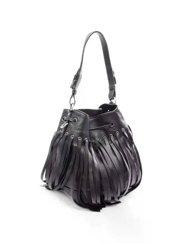 Prada 2010s Bucket Fringe Triangle-logo Bucket Bag
