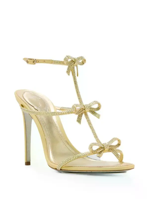 Rene Caovilla Caterina Crystal-embellished Bow-detail Sandals - Gold
