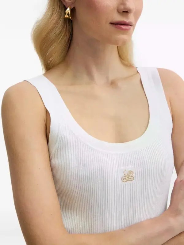 Luisa Spagnoli Ribbed Logo-embroidered Sleeveless Top