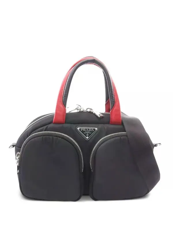 Prada Two-way Handbag With Triangle Logo - Black