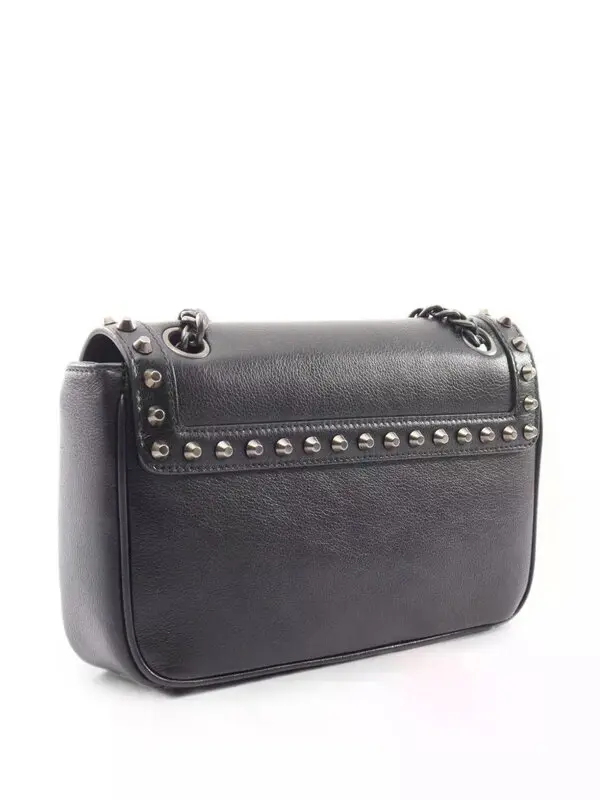 Prada 2010s Glacé Calf Studded Shoulder Bag