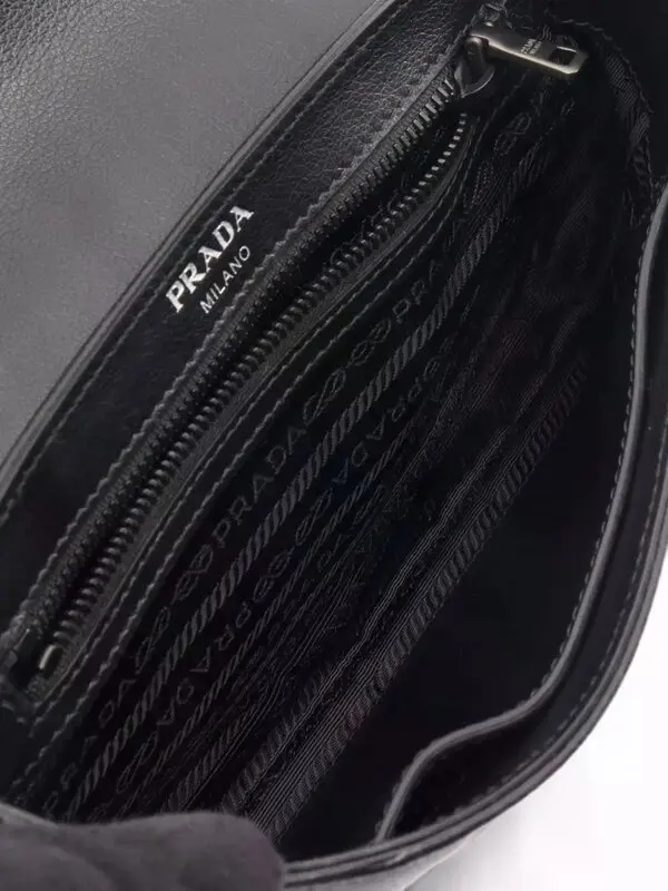 Prada 2010s Glacé Calf Studded Shoulder Bag