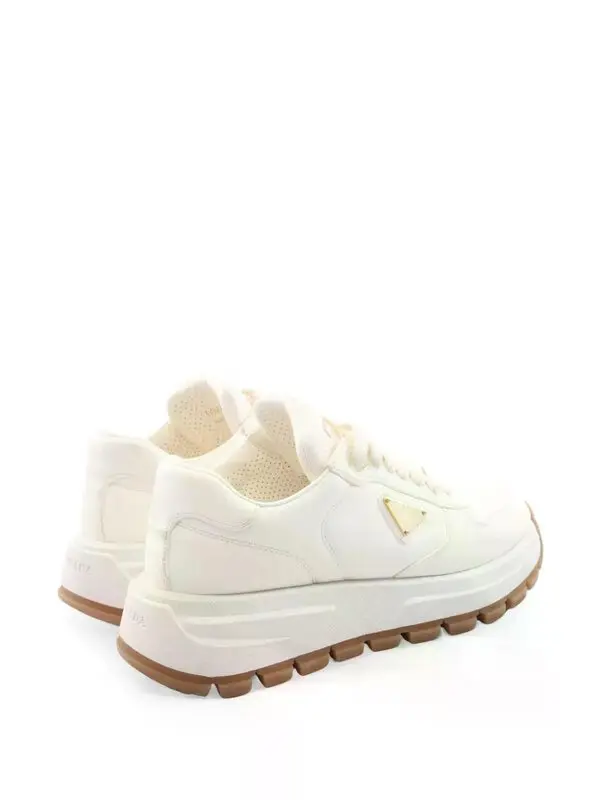 Prada Leather Triangle Logo Low-top Sneakers - White