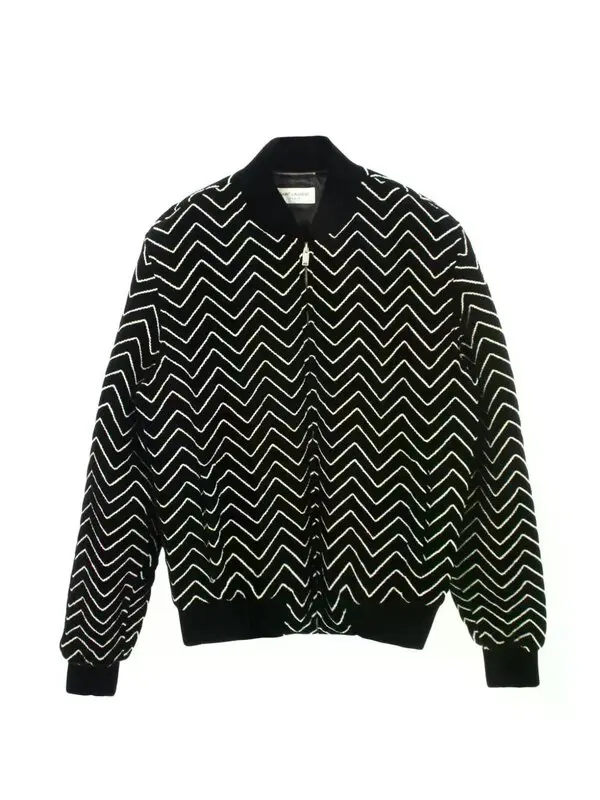 Saint Laurent 2010s Herringbone Bomber Jacket - Black