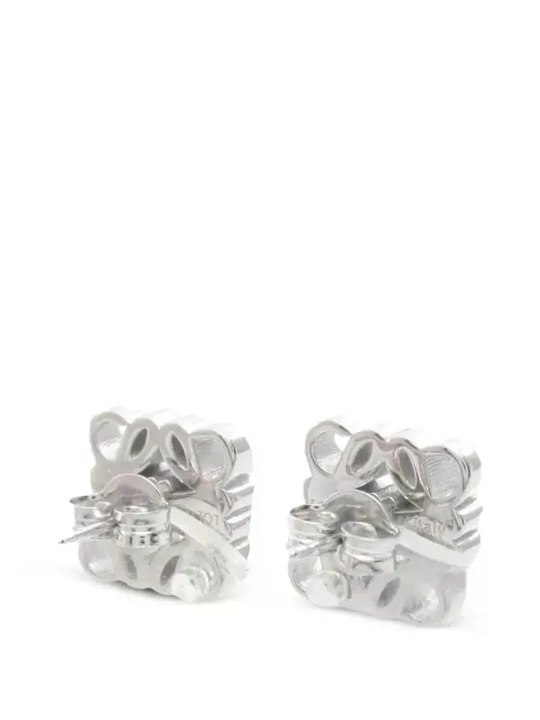 Loewe Anagram Signature Cutout Sterling Earrings - Silver