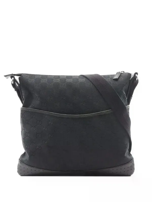 Gucci Gg Canvas Perforated Detail Cross Body Bag - Black