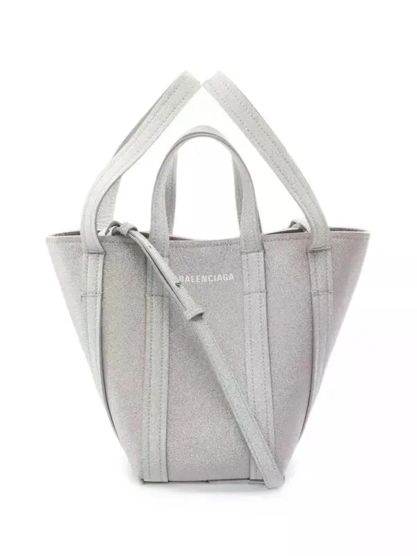 Balenciaga Silver Canvas Glitter-effect Everyday Xs Bucket Bag - Grey