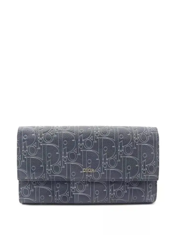 Dior 2000s Long Gravity Outline Flap Wallet - Blue