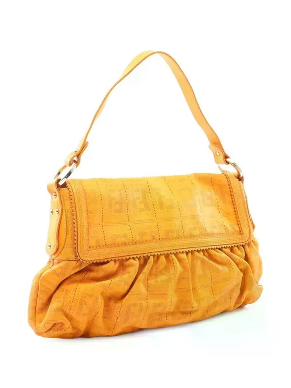 Fendi Zucca Perforated Leather Shoulder Bag - Orange