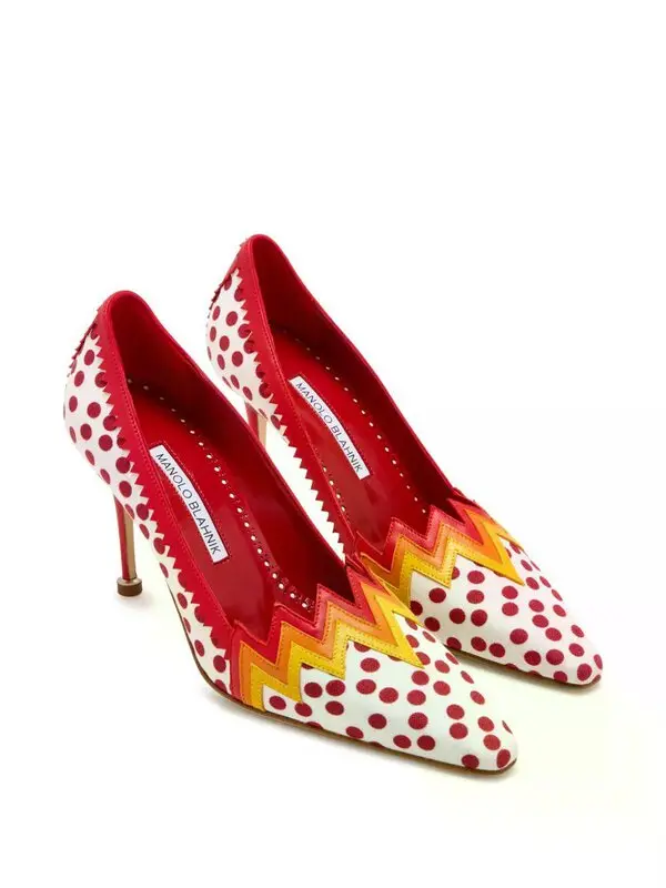 Manolo Blahnik Yquem Polka-dot Zigzag-trim Pumps
