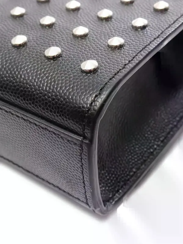 Saint Laurent Calf Leather Studded Shoulder Bag