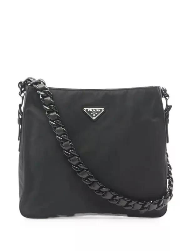 Prada 2010s Tessuto Bacheli Chain Shoulder Bag - Black
