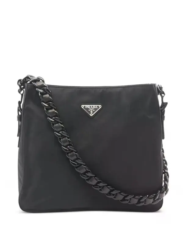 Prada Tessuto Bacheli Chain Shoulder Bag - Black