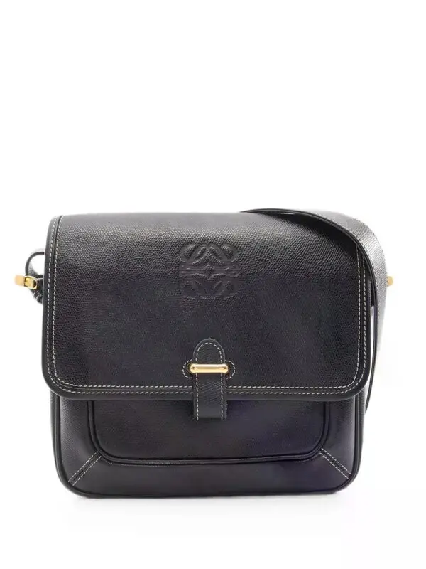 Loewe Anagram Embossed Leather Crossbody Bag - Black