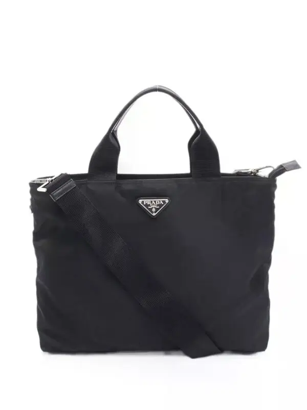 Prada 2000s Triangle Logo Tote Bag